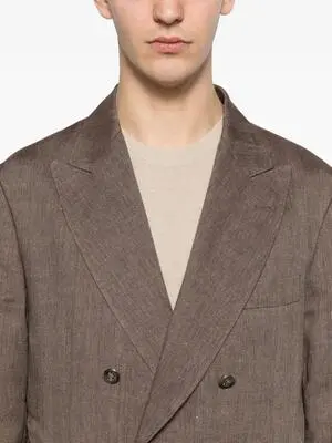 Brunello Cucinelli Linen And Virgin Wool Chevron Leisure Suit - Brown