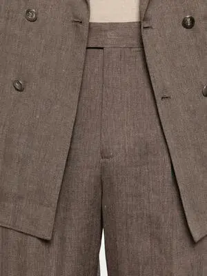Brunello Cucinelli Linen And Virgin Wool Chevron Leisure Suit - Brown