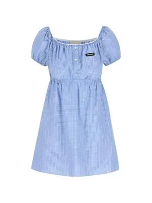 Miu Miu Plaid-pattern Popeline Mini Dress - Blue