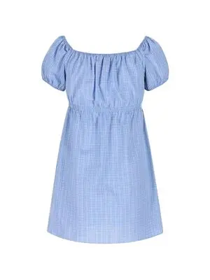 Miu Miu Plaid-pattern Popeline Mini Dress - Blue