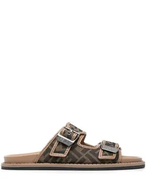 Fendi Feel Ff Jacquard Fabric Sandals - Brown