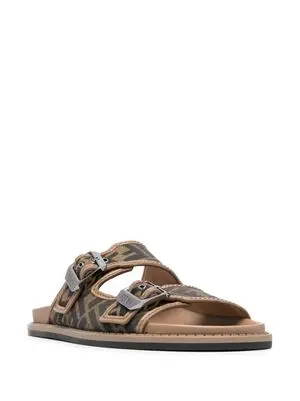 Fendi Feel Ff Jacquard Fabric Sandals