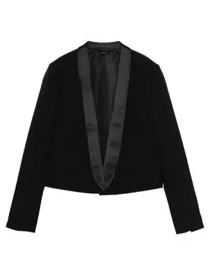 TOM FORD Bi-color Single Breasted Shawl Lapel Cropped Tuxedo Jacket - Black
