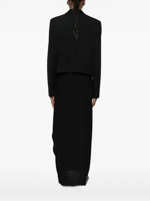 TOM FORD Bi-color Single Breasted Shawl Lapel Cropped Tuxedo Jacket - Black