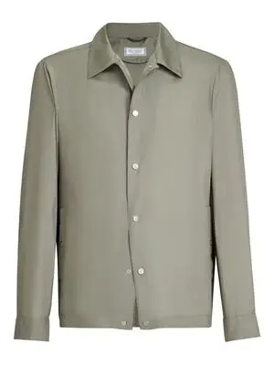 Brunello Cucinelli Bonded Silk Unlined Outerwear Jacket - Green