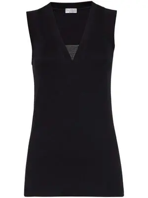 Brunello Cucinelli Stretch Cotton Jersey Tank Top - Black