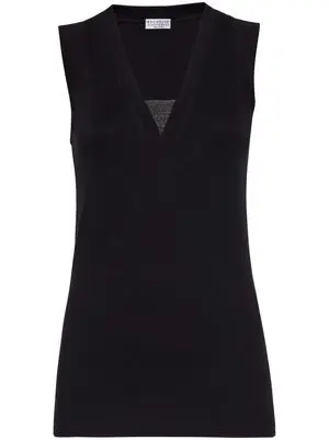 Brunello Cucinelli Stretch Cotton Jersey Tank Top - Black