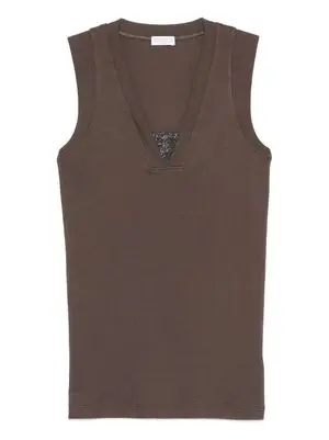 Brunello Cucinelli Stretch Cotton Tank - Brown