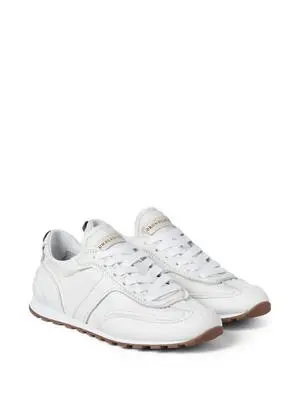 Brunello Cucinelli Grained Soft Leather Runners With Shiny Loops