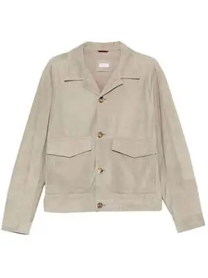 Brunello Cucinelli Leather Suede Jacket - Green