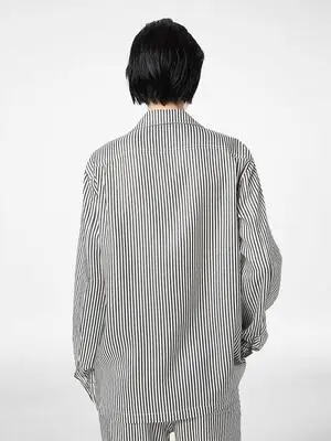 TOM FORD Striped Silk Pj Shirt With Piping And Tonal Tf Embroidered Logo - Black