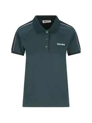 Miu Miu Two-tone Jersey Polo Shirt - Green