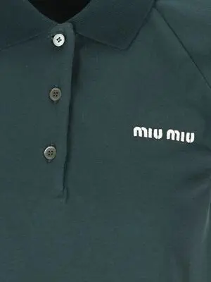 Miu Miu Cotton Jersey Polo Shirt - Green