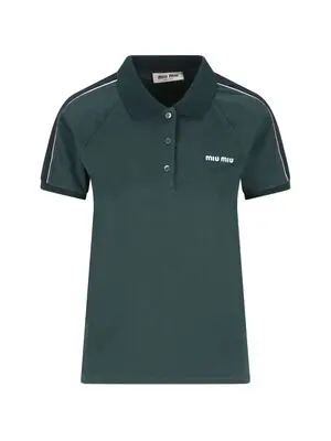 Miu Miu Cotton Jersey Polo Shirt - Green
