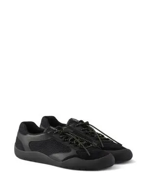 Prada Speedrock Leather And Mesh Fabric Sneakers - Black