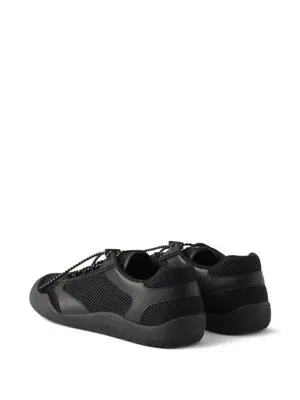 Prada Speedrock Leather And Mesh Fabric Sneakers - Black