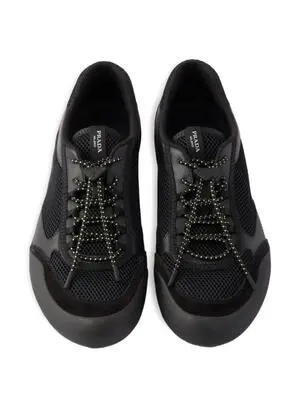 Prada Speedrock Leather And Mesh Fabric Sneakers - Black