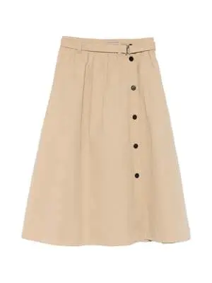 Prada Button-detail Belted Midi Skirt - Multicolor