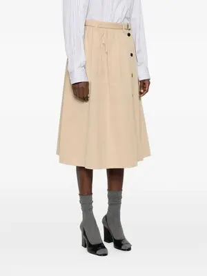 Prada Button-detail Belted Midi Skirt