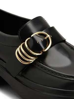 TOD'S Leather Chunky Loafers With Metal Buckle And Rings