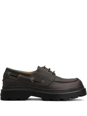 TOD'S Lug Sole Leather Boat Shoes - Brown