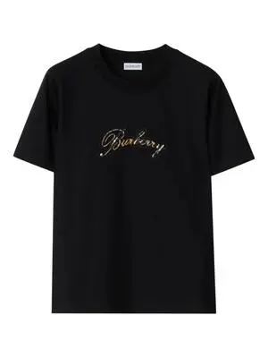 Burberry Cursive Logo Cotton T-shirt - Black