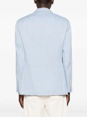 Brunello Cucinelli Linen And Virgin Wool Chevron Deconstructed Jacket - Blue