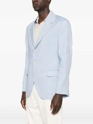 Brunello Cucinelli Linen And Virgin Wool Chevron Deconstructed Jacket - Blue