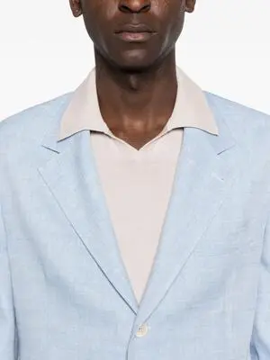 Brunello Cucinelli Linen And Virgin Wool Chevron Deconstructed Jacket - Blue
