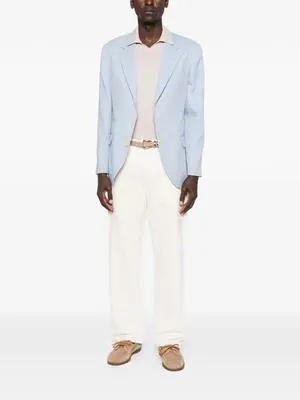 Brunello Cucinelli Linen And Virgin Wool Chevron Deconstructed Jacket - Blue