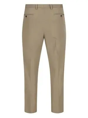 Prada Pleated Cotton Trousers With Charm - Multicolor