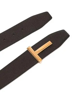 TOM FORD Grained Leather T Icon Belt - Brown