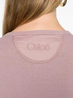 Chloé Fitted Cotton Jersey Henley Shirt - Multicolor