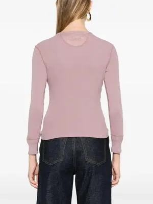 Chloé Fitted Cotton Jersey Henley Shirt - Multicolor