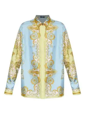 Versace Baroque-printed Silk Shirt - Blue