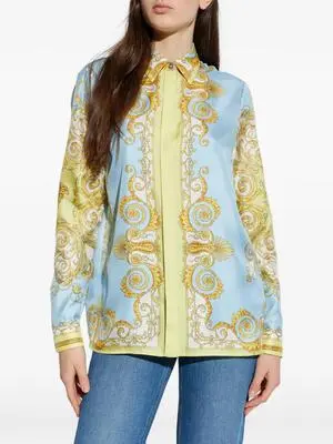 Versace Baroque-printed Silk Shirt - Blue