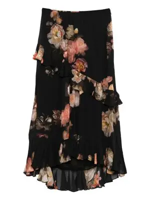 Zimmermann Gonna Midi Asimmetrica Hypnotic - Black