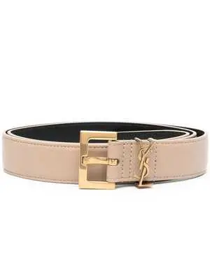 Saint Laurent Cassandre Belt With Square Buckle In Smooth Leather - Multicolor