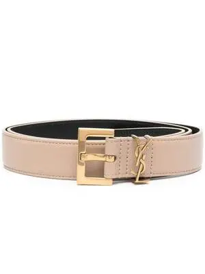 Saint Laurent Cassandre Belt With Square Buckle In Smooth Leather - Multicolor