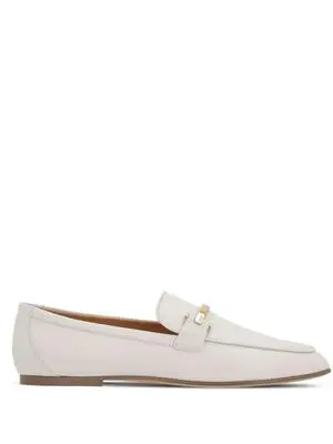 TOD'S Branded Metal Bar Leather Loafers - White