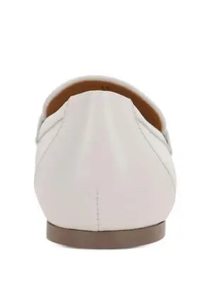 TOD'S Branded Metal Bar Leather Loafers - White
