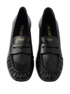 Prada Leather Penny Loafers - Black
