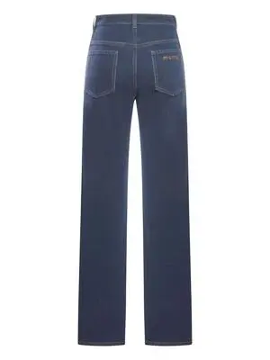 Miu Miu Embroidered-logo Flock Jeans