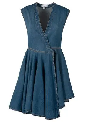 Alaïa Deep Stone Denim Wrap Dress - Blue