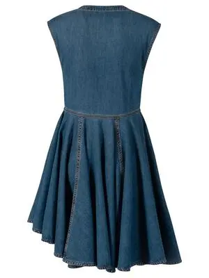 Alaïa Deep Stone Denim Wrap Dress - Blue
