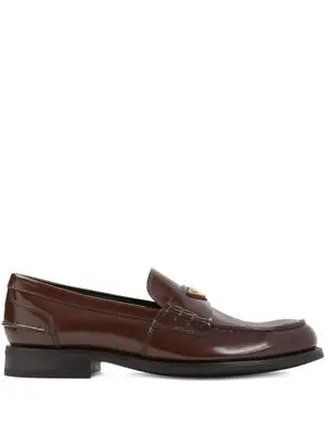 Prada Brushed Leather Loafers - Brown