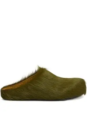 Marni Long Hair Calfskin Fussbett Sabot - Green