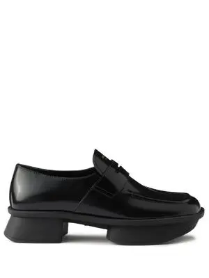 Prada Equal Brushed Leather Loafers - Black