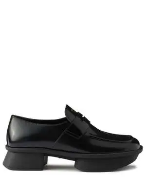Prada Equal Brushed Leather Loafers - Black