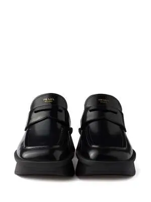 Prada Equal Brushed Leather Loafers - Black